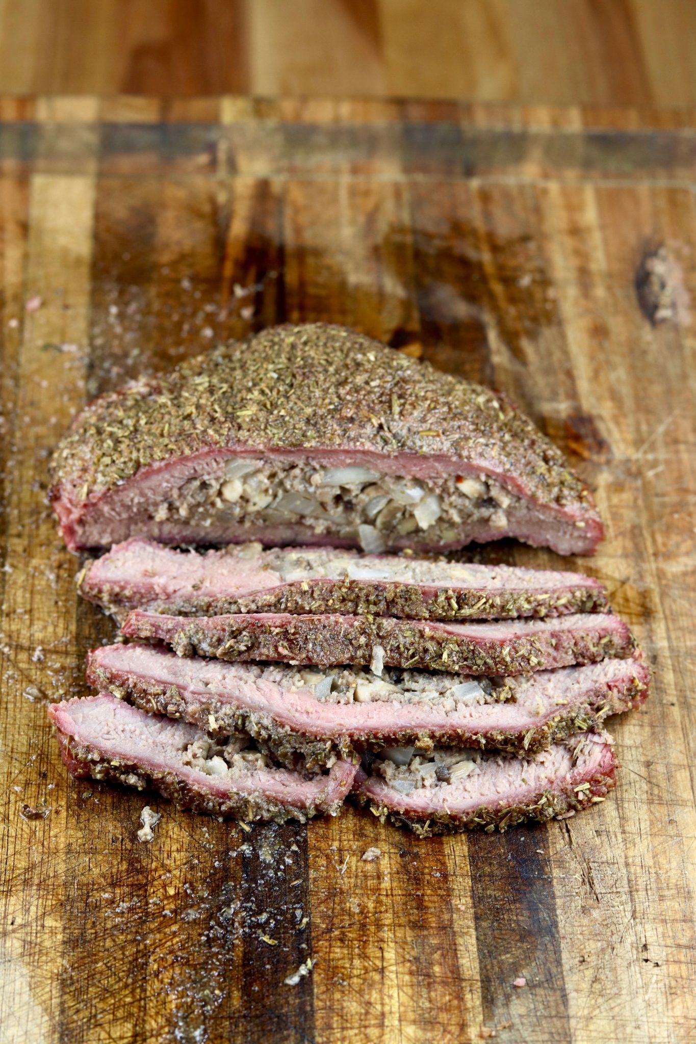 Stuffed Steak {with Sausage, Mushrooms & Onions} - Out Grilling