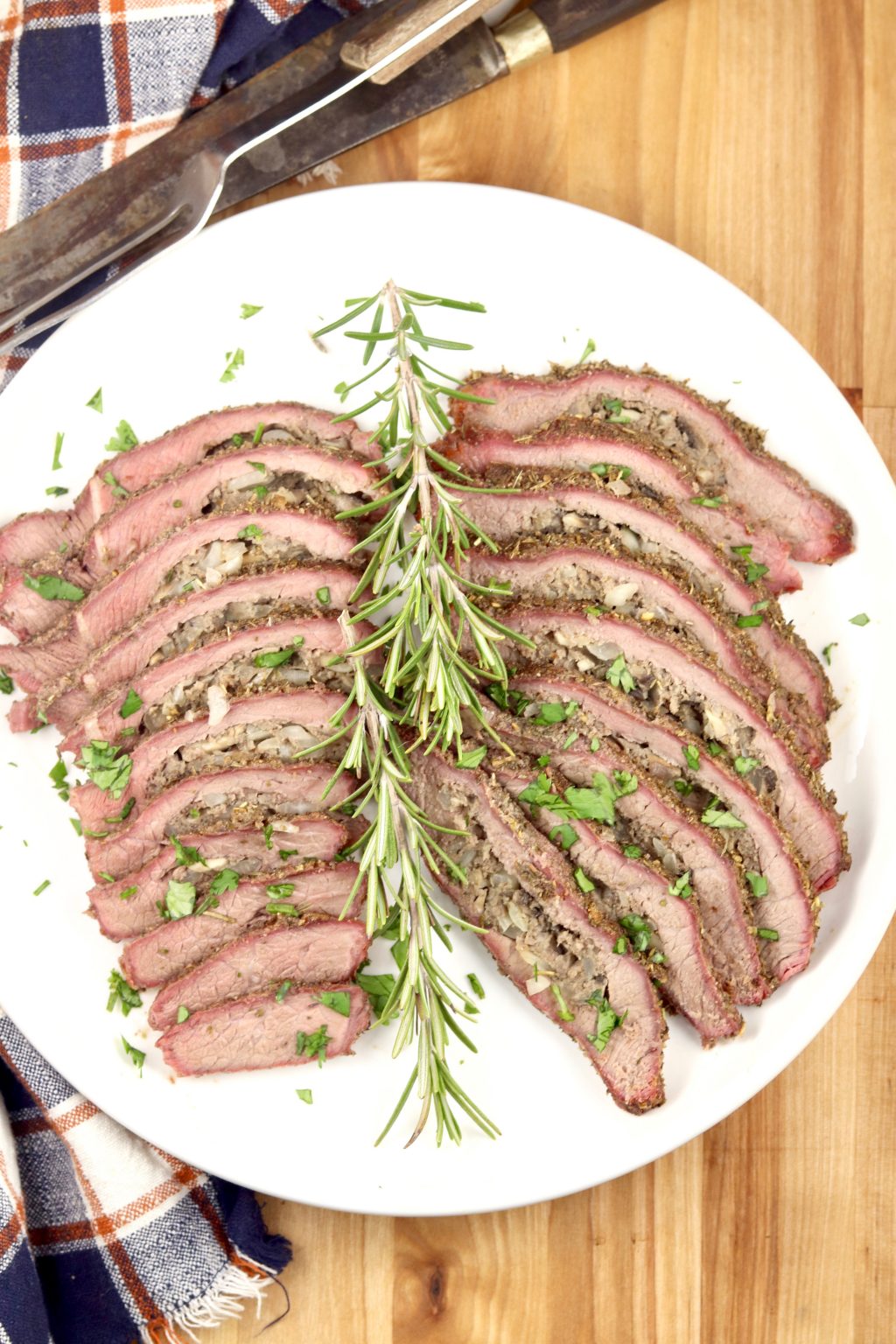 Stuffed Steak {with Sausage, Mushrooms & Onions} - Out Grilling