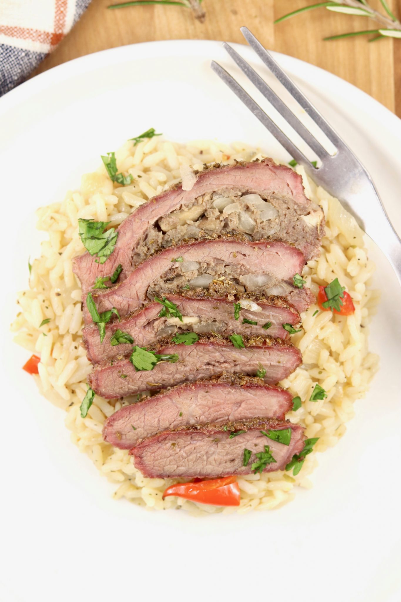 Stuffed Steak {with Sausage, Mushrooms & Onions} - Out Grilling