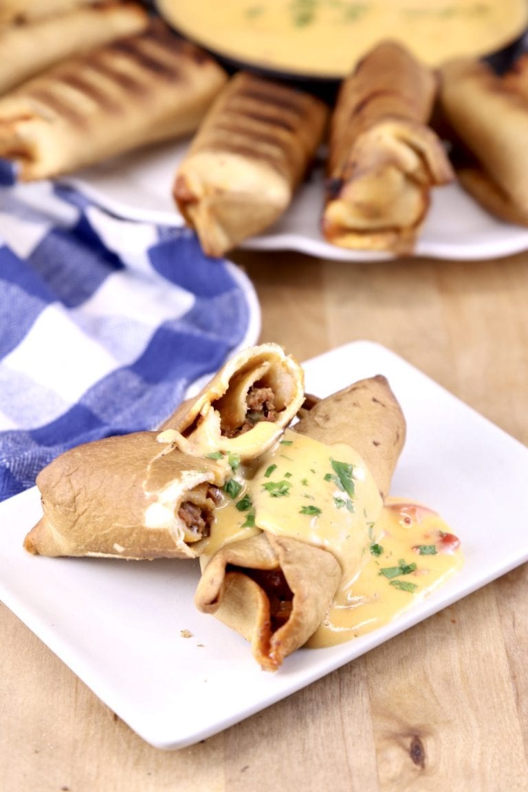 Grilled Chili Burritos {with Easy Queso} - Out Grilling