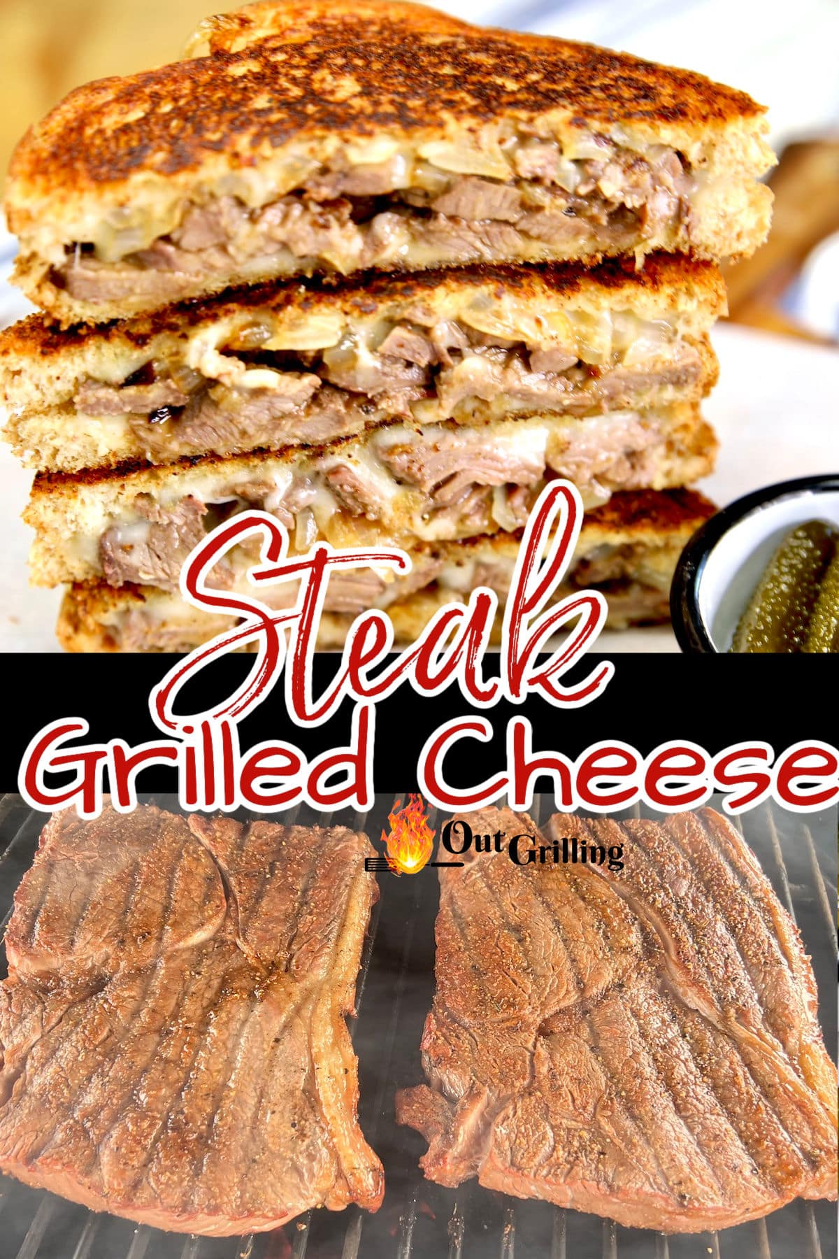 Steak Grilled Cheese {with Caramelized Onions & Swiss} - Out Grilling